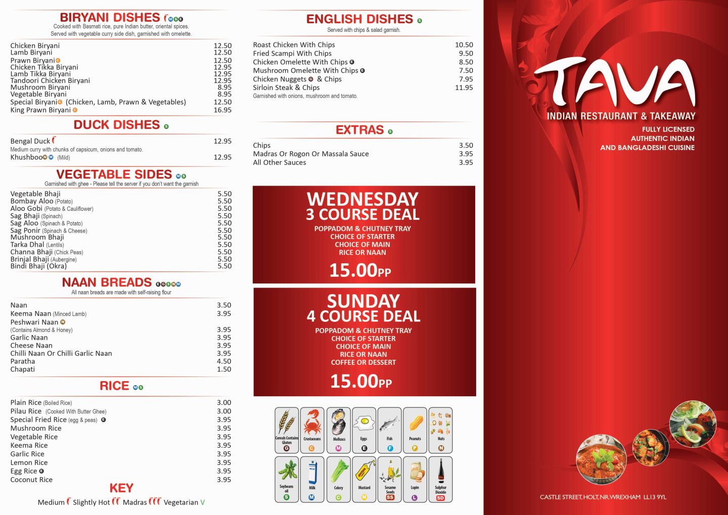 Restaurant Menu | Tava Indian Restaurant Holt