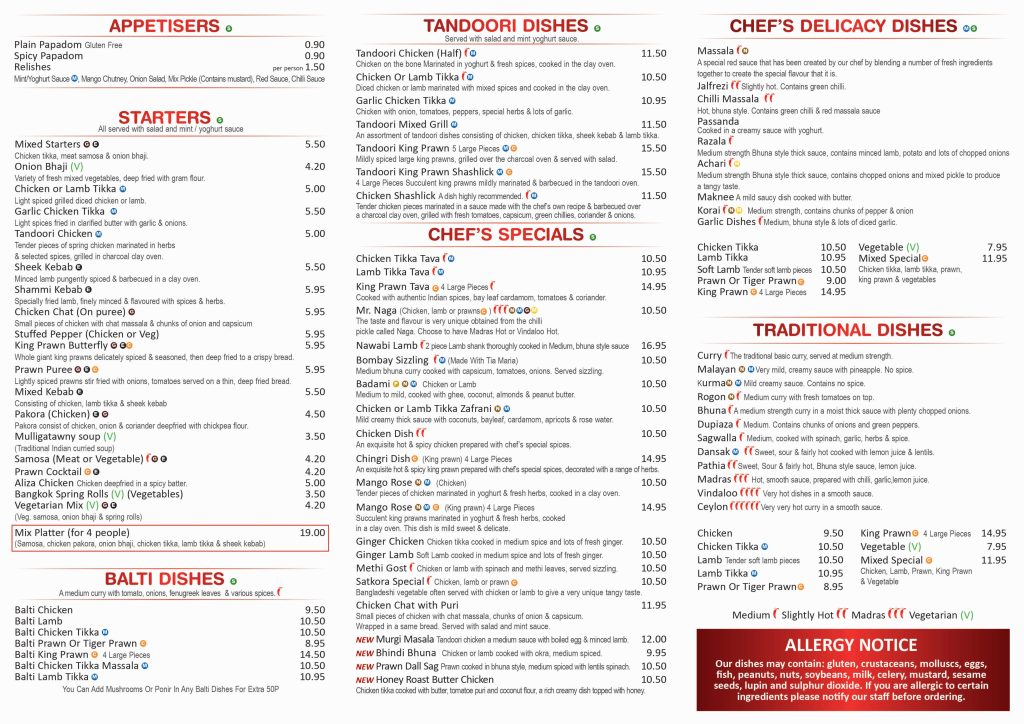Restaurant Menu | Tava Indian Restaurant Holt