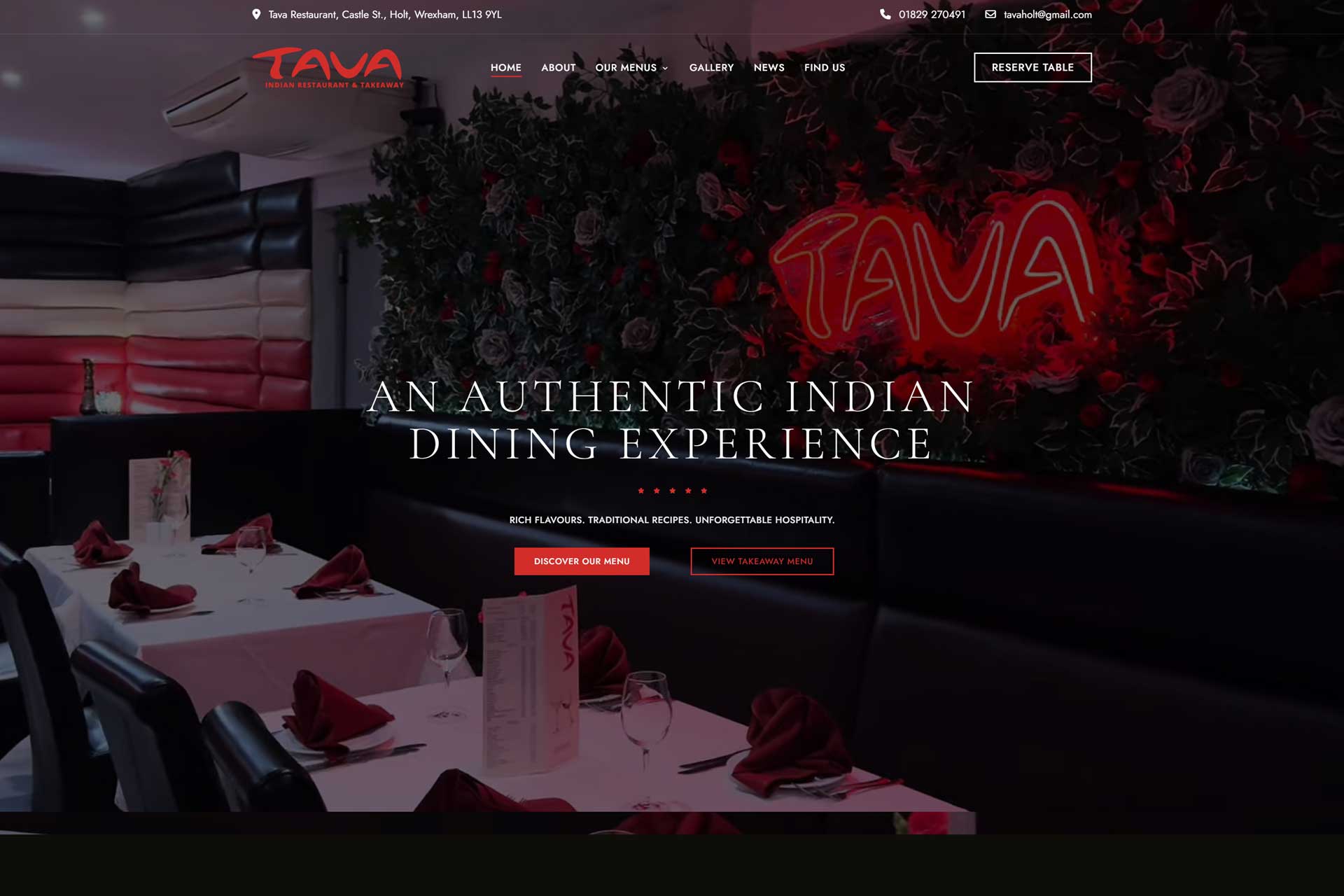 New Restaurant Website | Tava Indian Restaurant Holt